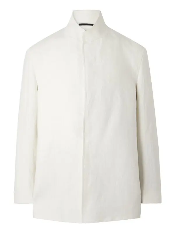 Zegna Mandarin-collar Unstructured Linen Blazer - Neutrals