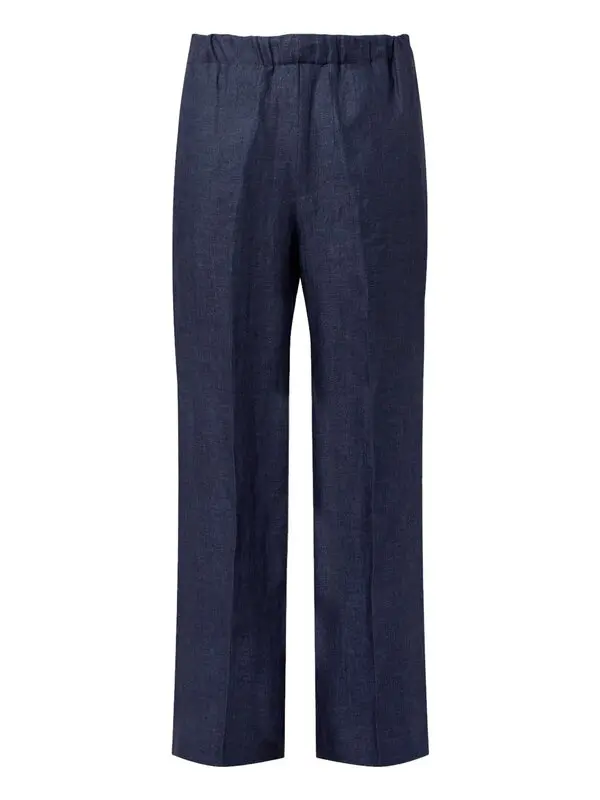 PIACENZA CASHMERE 1733 Straight-leg Linen Trousers - Blue