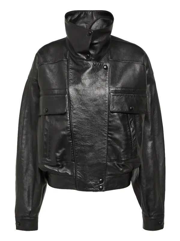 Saint Laurent Leather Bomber Jacket - Black