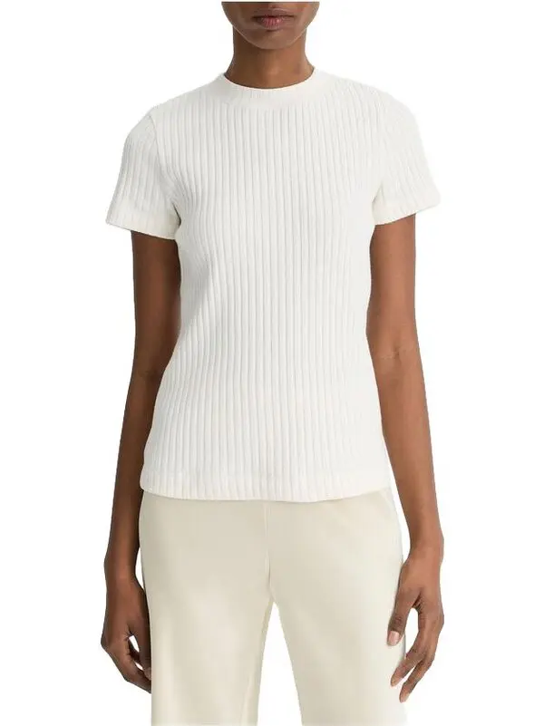 Vince Ribbed Cotton-blend Top - White