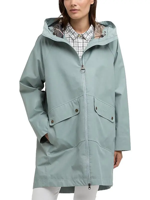 Barbour Heron Long Line Waterproof Jacket - Blue Sage/ Gardenia