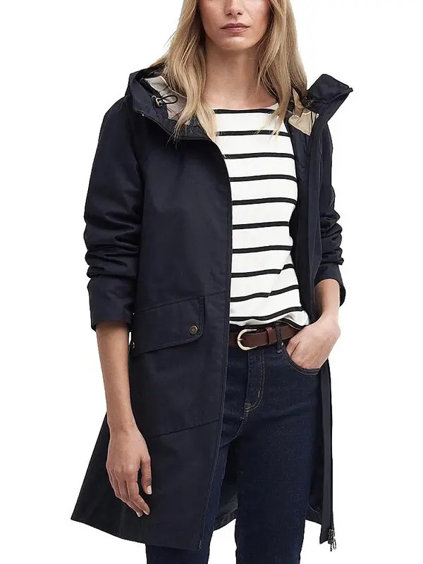 Barbour Heron Long Line Waterproof Jacket - Dark Navy