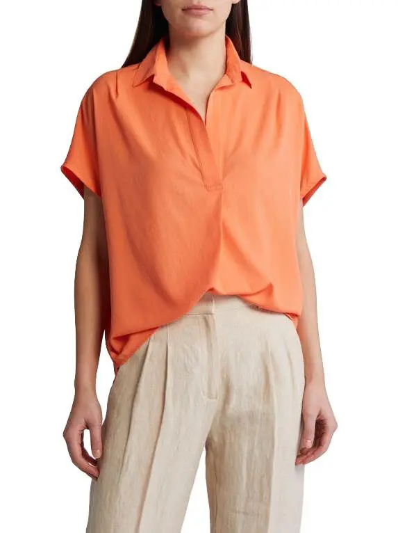 French Connection Popover Crepe Top - Coral
