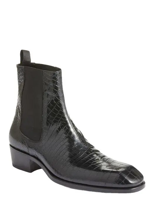 TOM FORD Bailey Croc-embossed Chelsea Boots - Black
