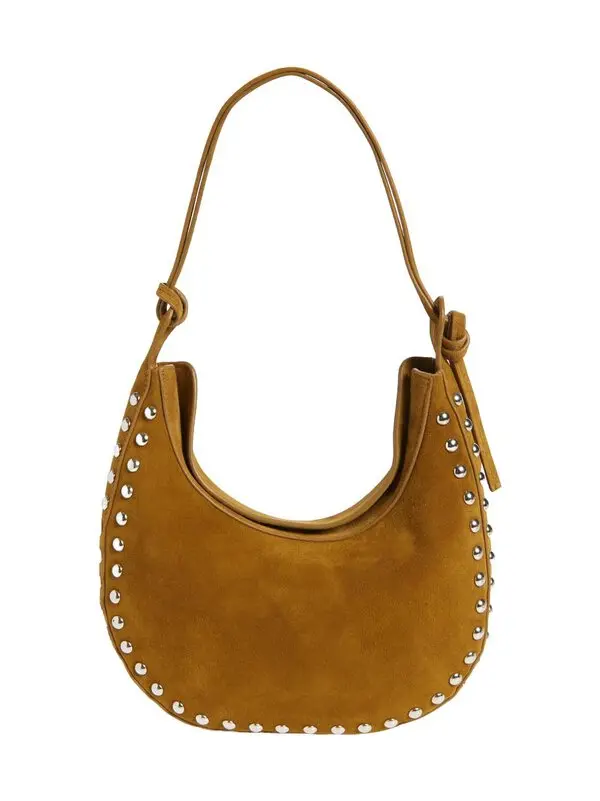REFORMATION Medium Rosetta Shoulder Bag - Bog Suede With Studs