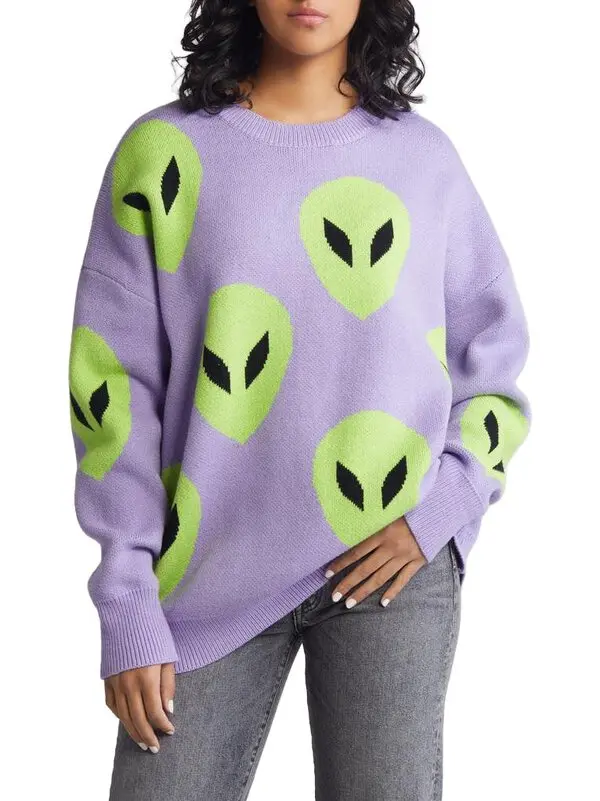 DRESSED IN LALA Alien Crewneck Sweater - Lavender