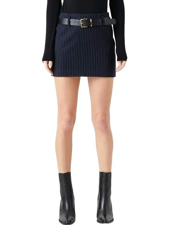 GREY LAB Pinstriped Mini Skirt - Dark Navy