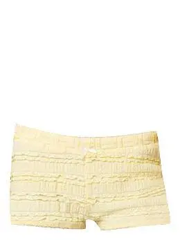 EDIKTED Lucy Ruffle Lace Shorts - Yellow