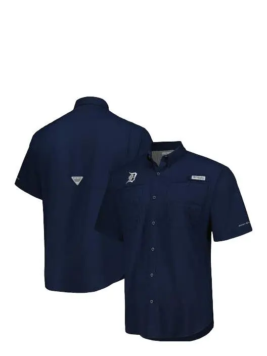 Columbia Detroit Tigers Tamiami Omni-shade Button-down Shirt - Navy