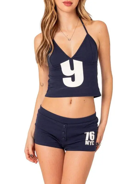 EDIKTED Jordan Halter Top - Navy