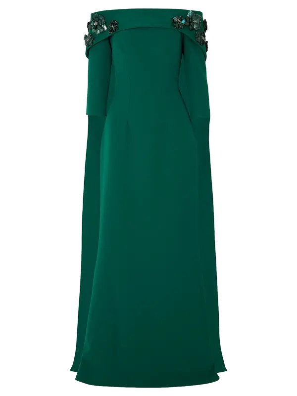 Safiyaa Bellara Embellished Stretch-crepe Gown - Green