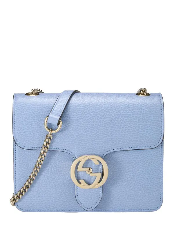 Gucci Leather Interlocking Crossbody - Blue