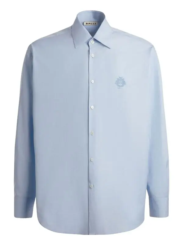 Bally Logo-embroidered Cotton Shirt - Blue