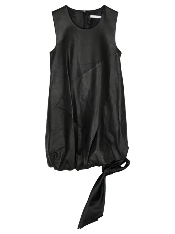 Helmut Lang Leather Puffball Mini Dress - Black