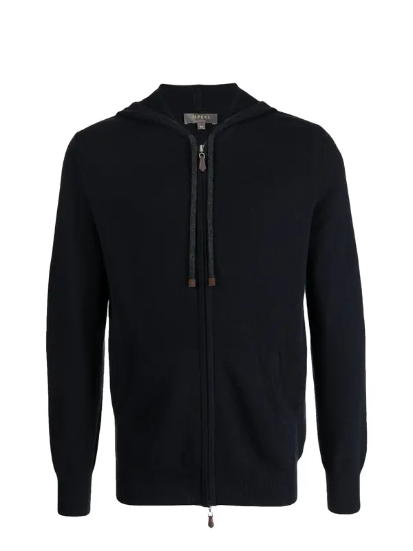 N.peal Zip-up Knit Cashmere Hoodie - Blue