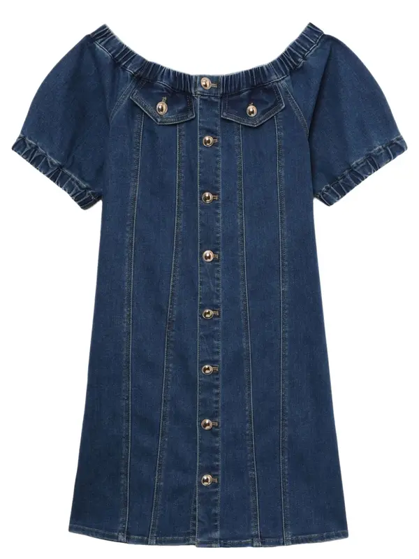 B+AB Off-shoulder Denim Mini Dress - Blue