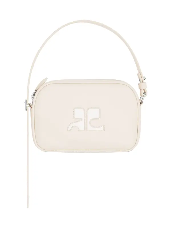 COURREGES Logo-embroidered Leather Camera Bag - Neutrals