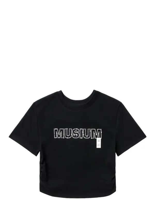 MUSIUM DIV. Logo Appliqué Cropped T-shirt - Black