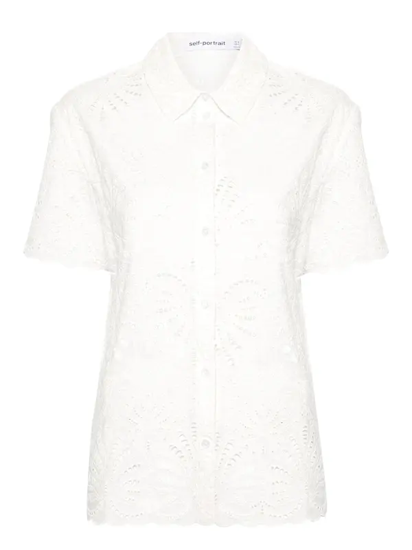 SELF-PORTRAIT Broderie-anglaise Cotton Shirt - White