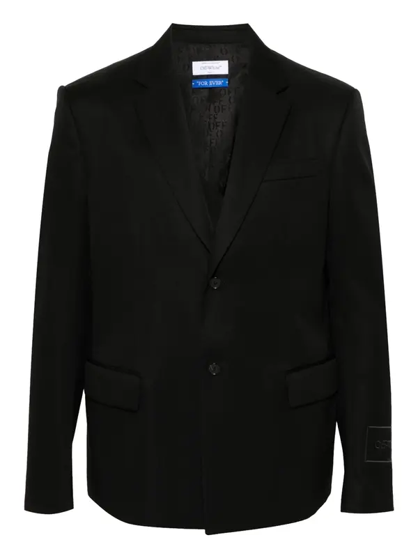 Off-White Logo-embroidered Wool Blazer - Black