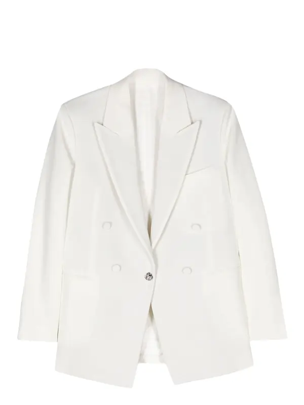 LANVIN Rose-button Single-breasted Blazer - White