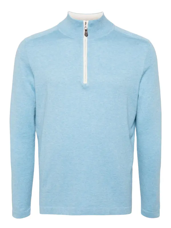 N.peal Salcombe Half-zip Cotton-cashmere Jumper - Blue