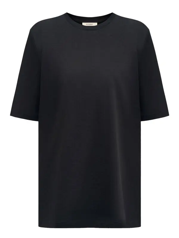 12 STOREEZ Cotton Crew-neck T-shirt - Black