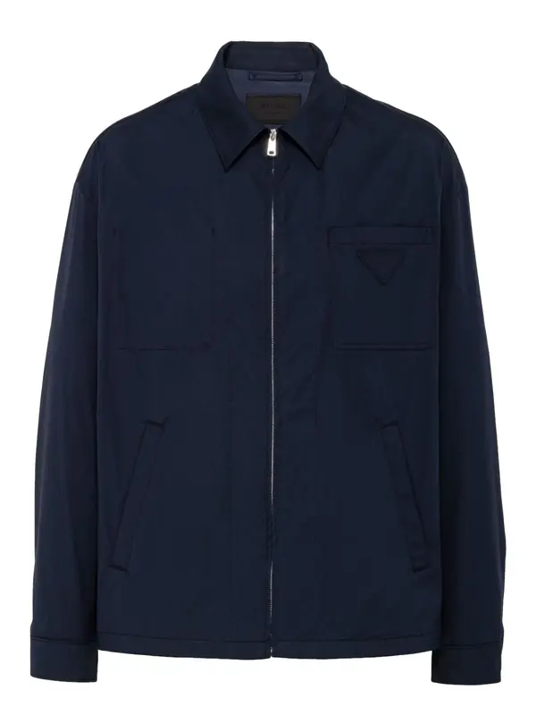 Prada Logo-patch Cotton Jacket - Blue