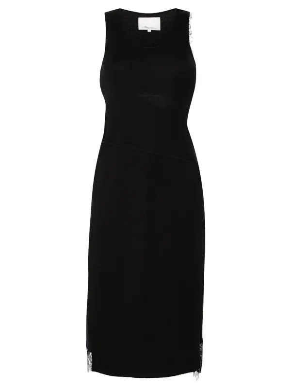 3.1 Phillip Lim Asymmetric Lace-trim Midi Dress - Black