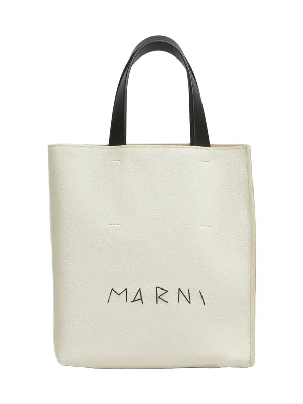 Marni Museo Mending-logo Leather Tote Bag - Neutrals