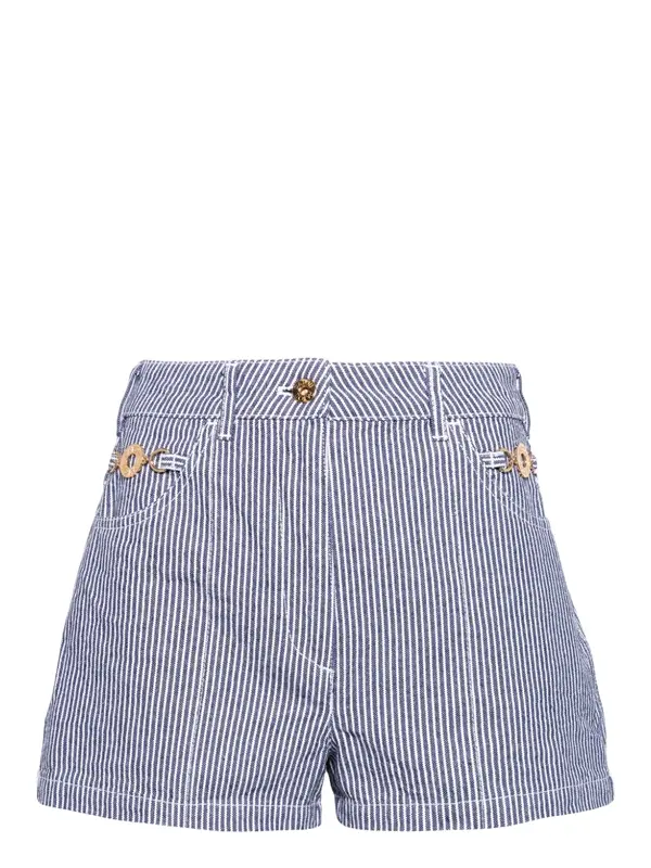 Patou Striped Denim Mini Shorts - Blue