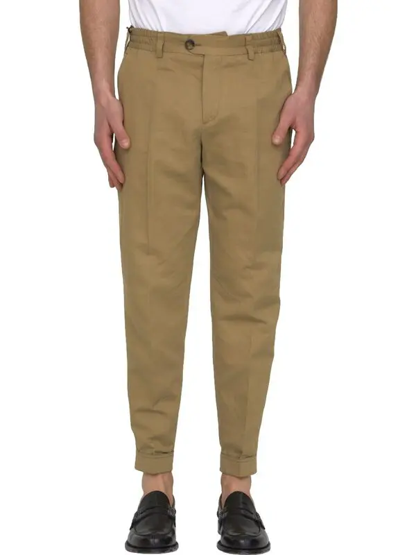 PT TORINO Cotton And Linen Ankle-length Trousers - Beige