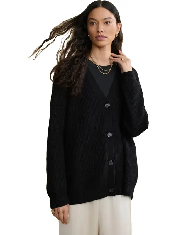 Jenni Kayne Cashmere Cocoon Cardigan Sweater - Black