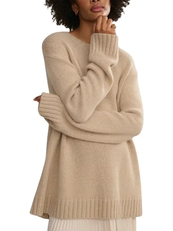 Jenni Kayne Cashmere Amelia Crewneck Top - Tan