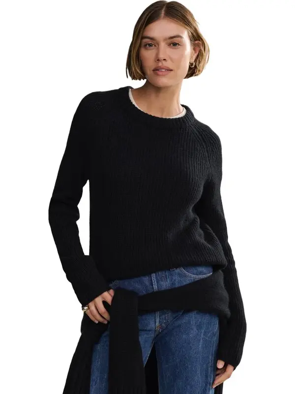 Jenni Kayne Cashmere Fisherman Sweater - Black