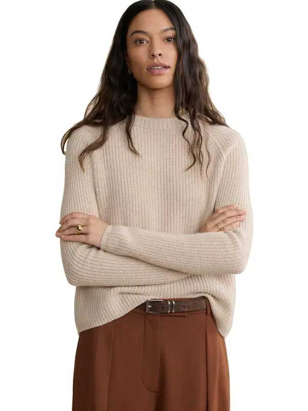 Jenni Kayne Cashmere Fisherman Sweater - Oatmeal
