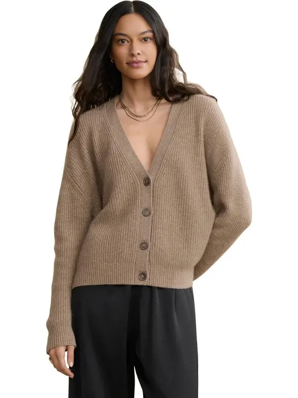 Jenni Kayne Cropped Cashmere Cocoon Cardigan - Stone