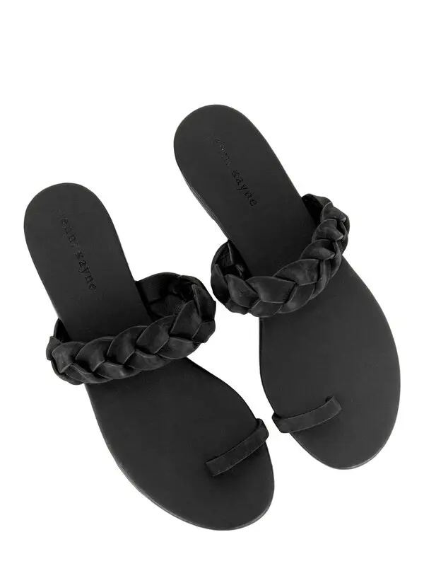 Jenni Kayne Leather Braided Strap Sandal - Black