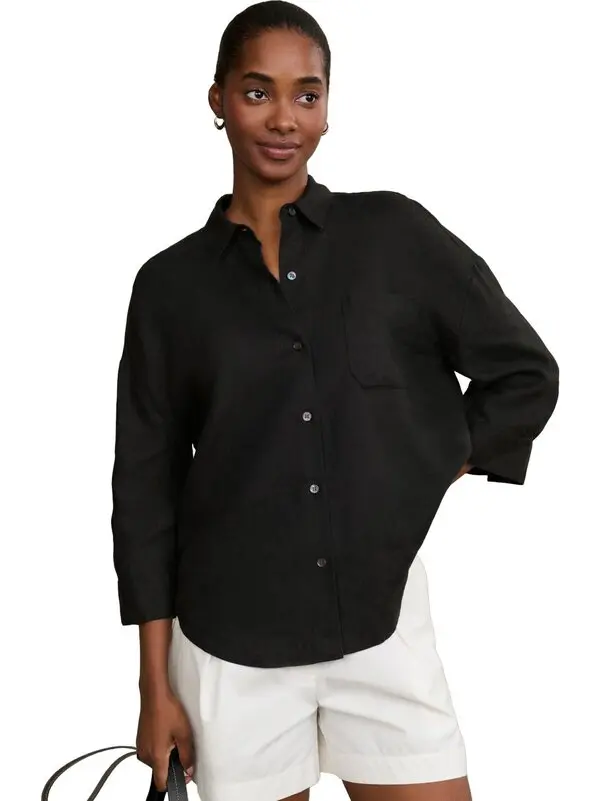 Jenni Kayne Linen Logan Shirt - Black