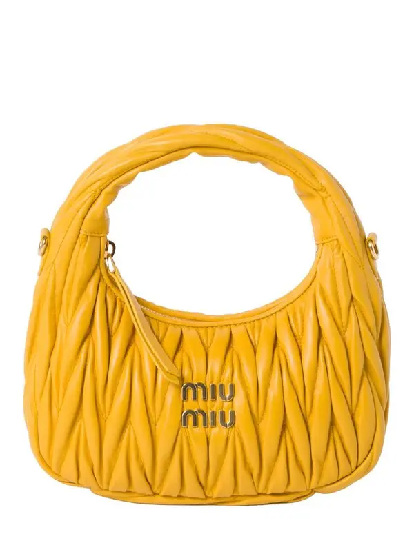 Miu Miu Wander Matelassé Nappa Leather Hobo Bag - Sunny Yellow