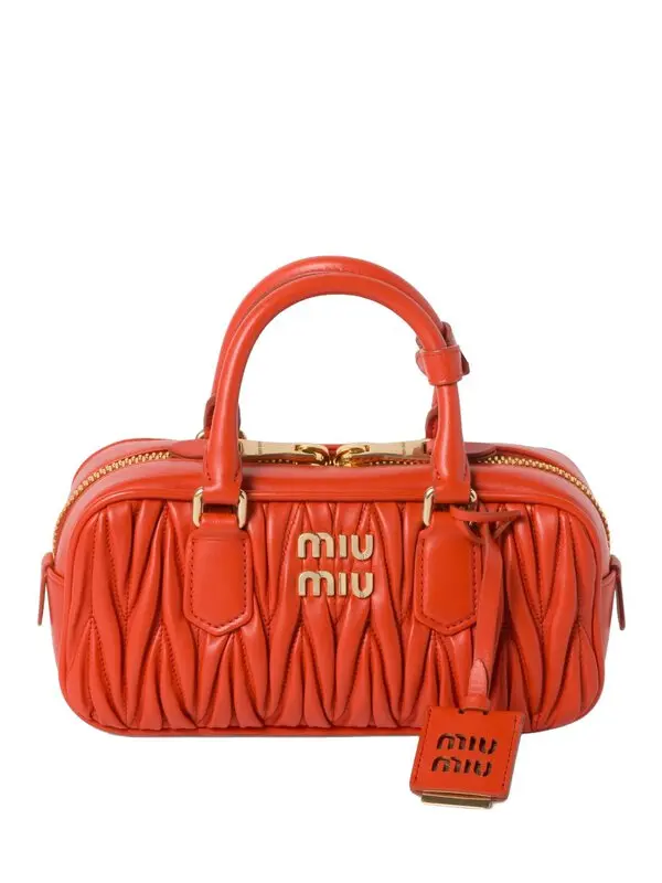 Miu Miu Arcadie Matelassé Nappa Leather Bag - Orange
