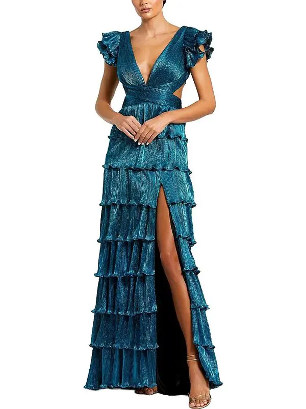 Mac Duggal Ieena Ruffle Tiered Gown - Blue