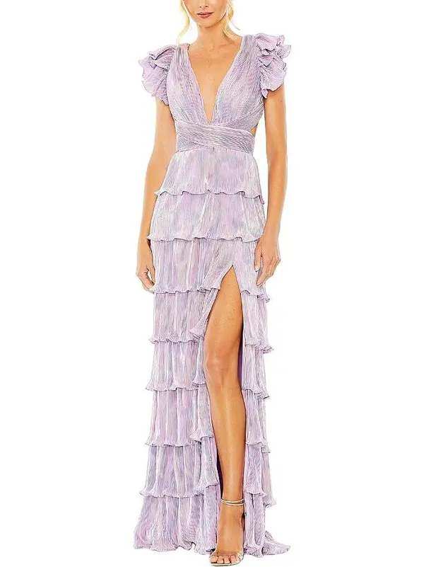 Mac Duggal Ieena Ruffle Tiered Gown - Purple Multi