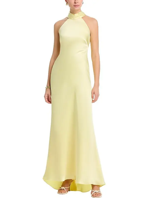 Aqua Sleeveless Satin Gown - Butter