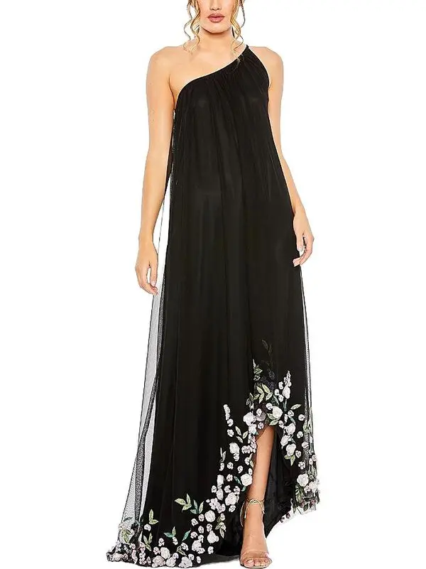 Mac Duggal One-shoulder Embellished High-low Gown - Black