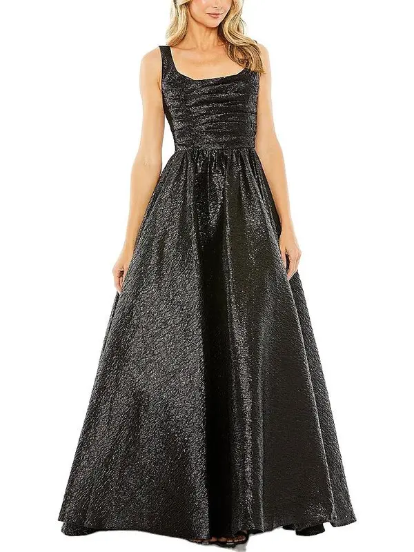 Mac Duggal Metallic Pleated Bodice Ballgown - Black