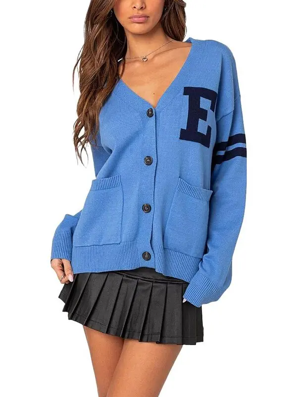 EDIKTED Emmett Oversized Cardigan - Blue