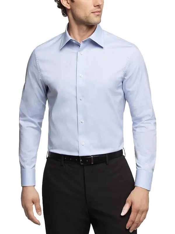 Bloomingdale'S Slim Fit Stretch Dress Shirt - Light Blue