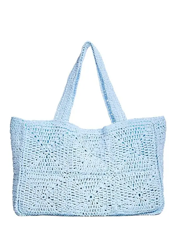Aqua Straw Tote - Turquoise