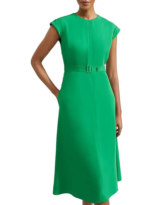 HOBBS LONDON Meera Belted Midi Dress - Cilantro Green